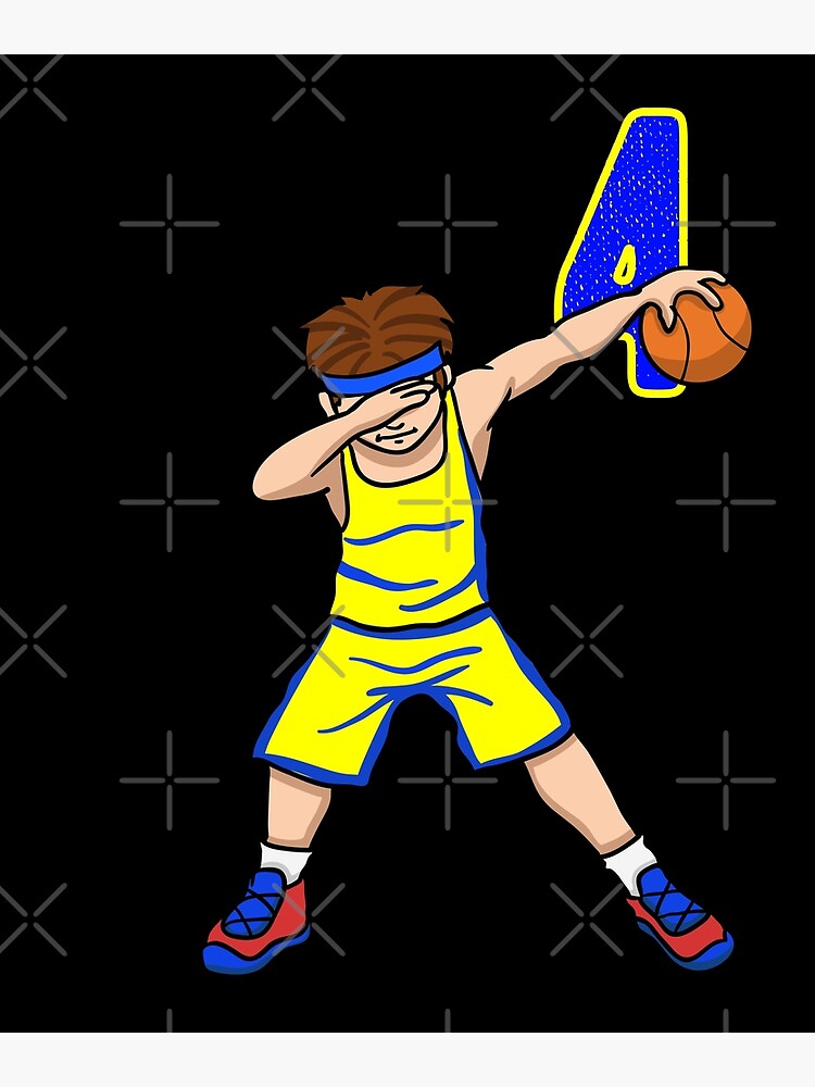 "Cool Yellow Blue Basketball Team Number 4 Basketball Player BBall ...