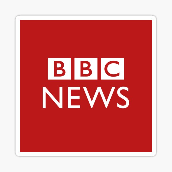 "BBC News logo, red" Sticker for Sale by LuckyLlamas | Redbubble