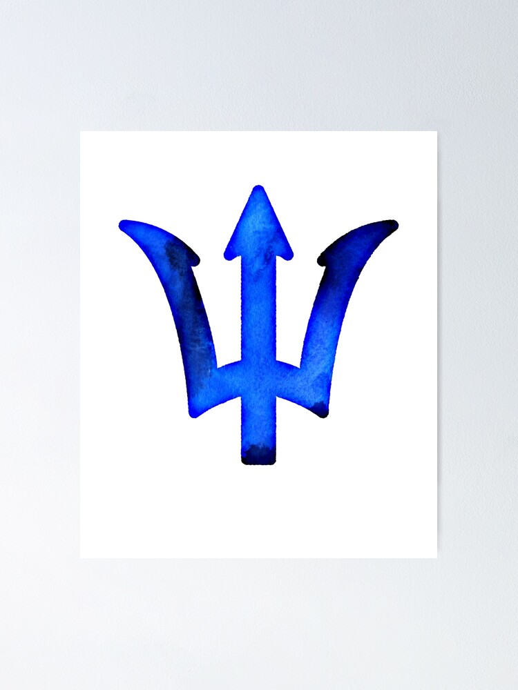 "Trident Of Poseidon Ocean Blue Watercolor" Poster by sharedipmemes ...