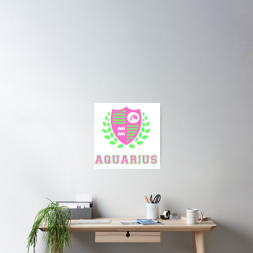 "Aquarius-preppy zodiac sign-pink and green astrology-star sign-moon ...
