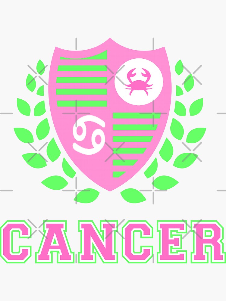 "Cancer-preppy zodiac sign-pink and green astrology-star sign-moon sign ...