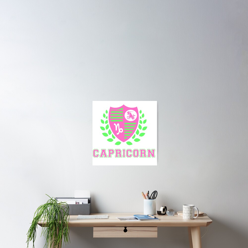 "Capricorn-preppy zodiac sign-pink and green astrology-star sign-moon ...