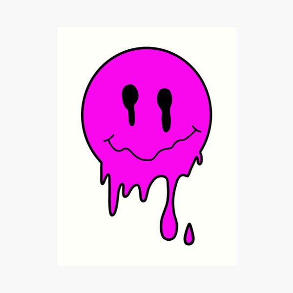 "pink drippy smiley face" Art Print by rachdesigns25 | Redbubble