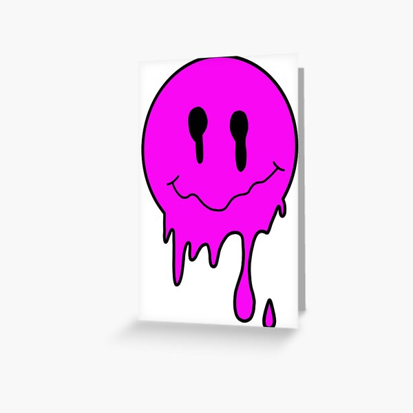 "pink drippy smiley face" Greeting Card by rachdesigns25 | Redbubble