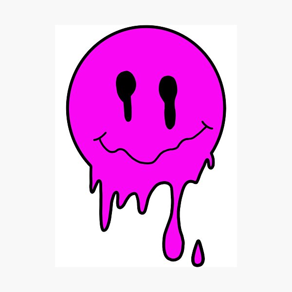"pink drippy smiley face" Photographic Print for Sale by rachdesigns25 ...