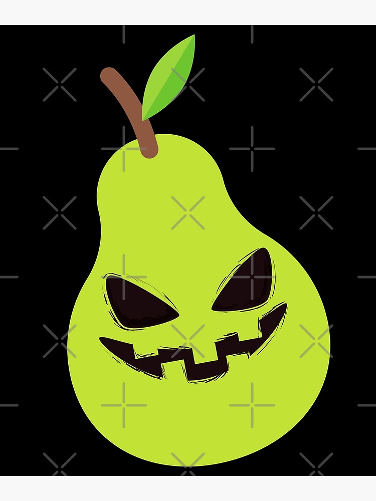"Halloween Green Pear Scary Face" Poster for Sale by happyquirkymuse ...