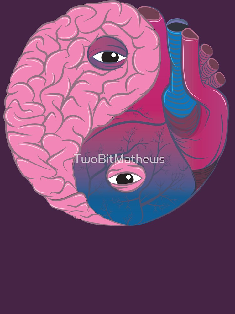 "Yin Yang Brain Heart" T-shirt for Sale by TwoBitMathews | Redbubble ...
