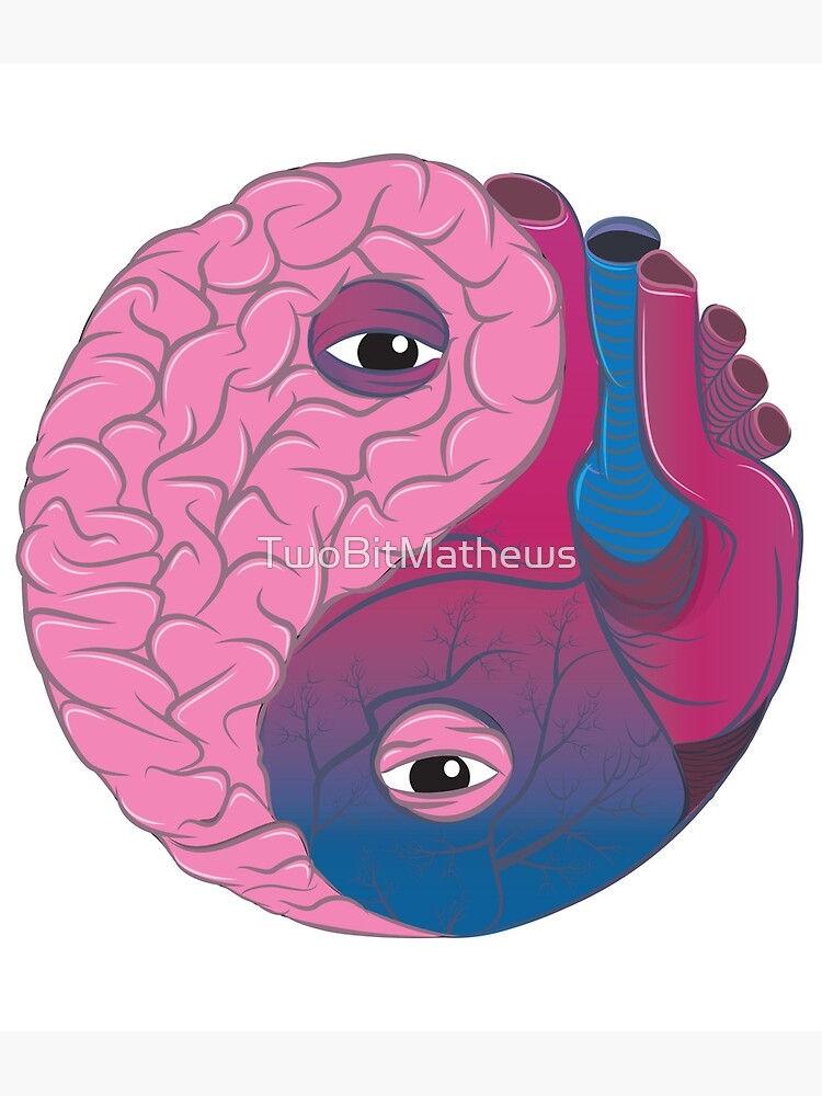"Yin Yang Brain Heart" Art Print by TwoBitMathews | Redbubble