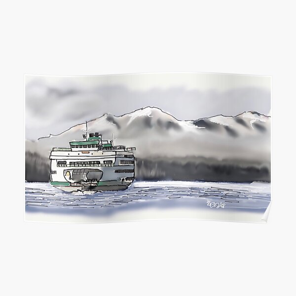 "Washington State Ferry" Poster by Reidar2020 | Redbubble
