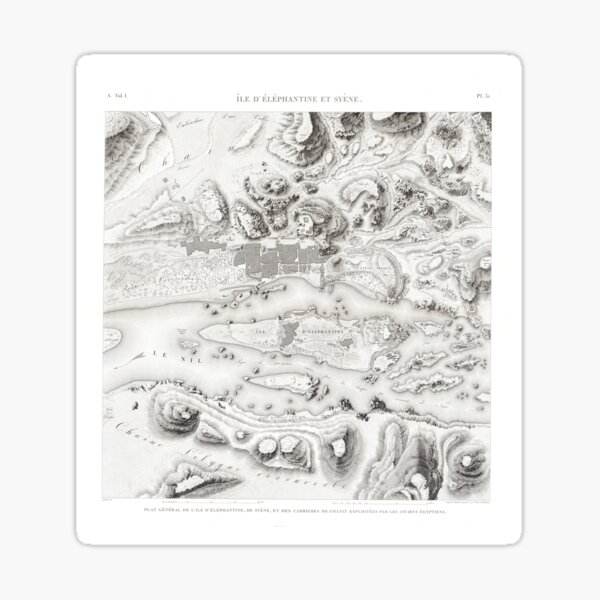 "Vintage Map of Island of Elephantine, Egypt, 1820" Sticker for Sale by ...