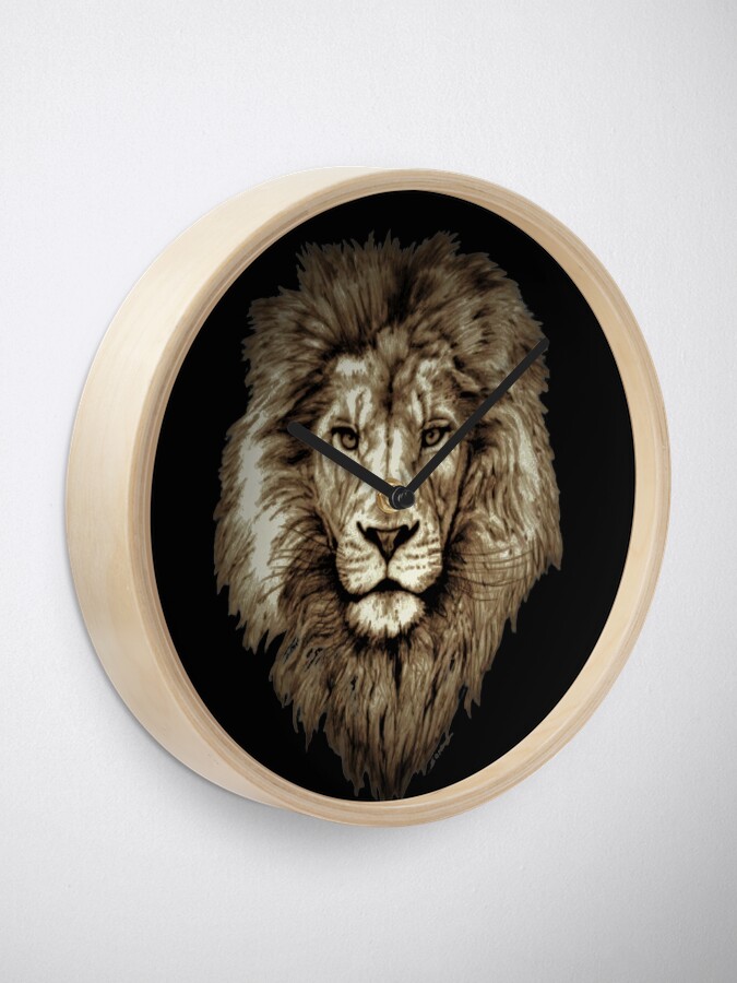 "Gold lion" Clock by Marysant | Redbubble