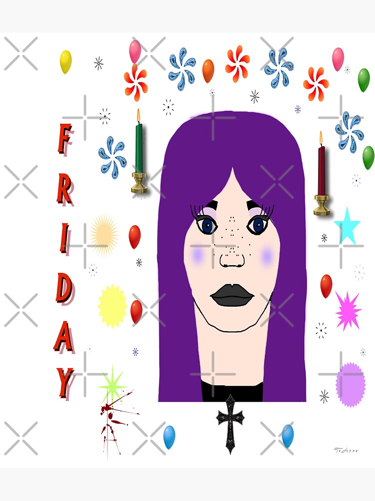 "Friday Girl drawing Goth party" Sticker by TeAnne | Redbubble