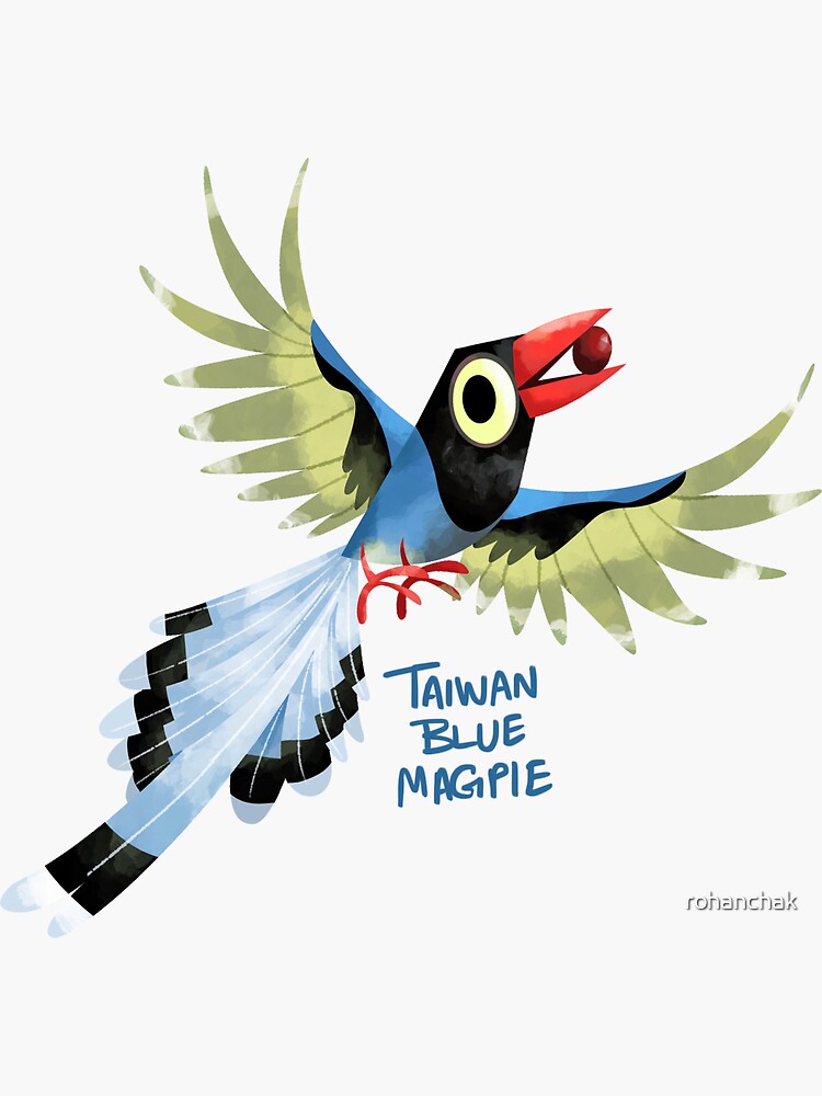 "Taiwan Blue Magpie" Sticker by rohanchak | Redbubble
