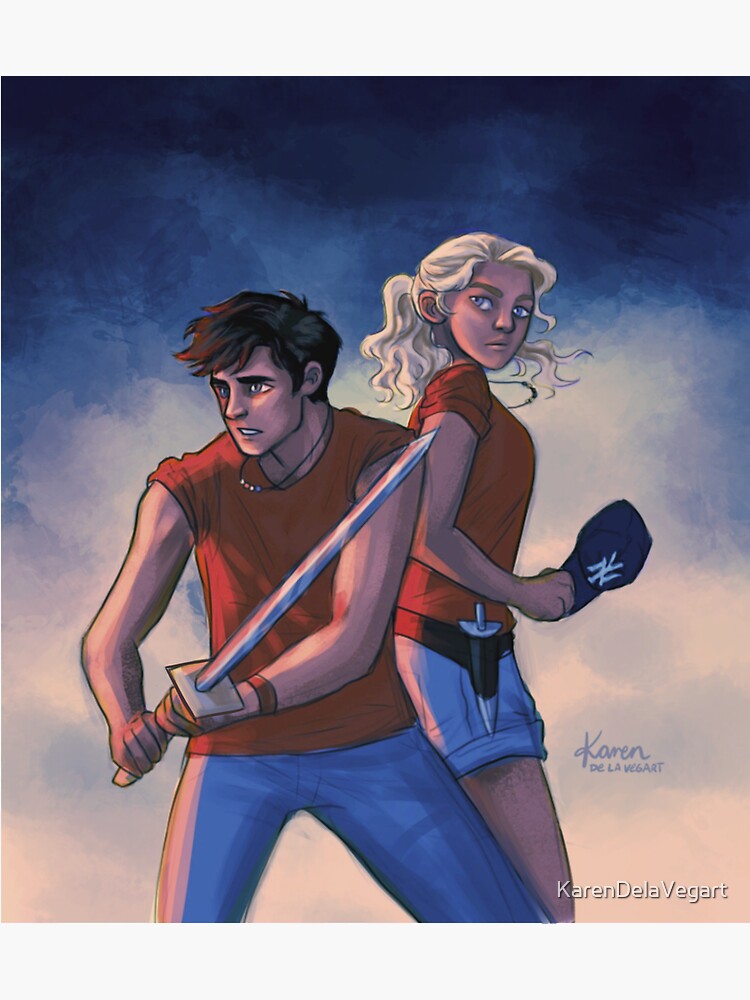 "Percabeth and background" Sticker by KarenDelaVegart | Redbubble