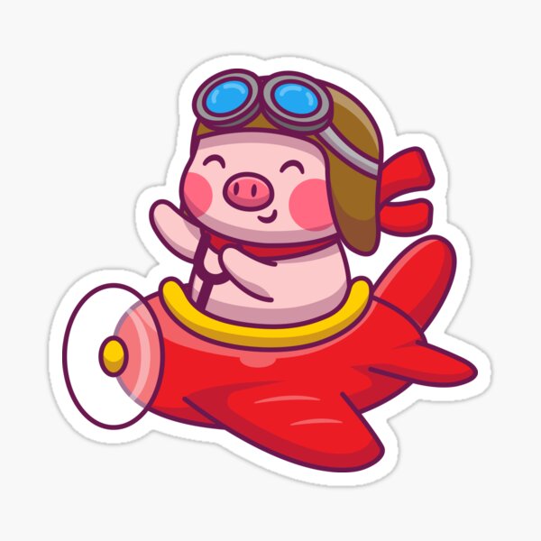 "Cute Pig Pilot" Sticker for Sale by kalud-zoldyck | Redbubble