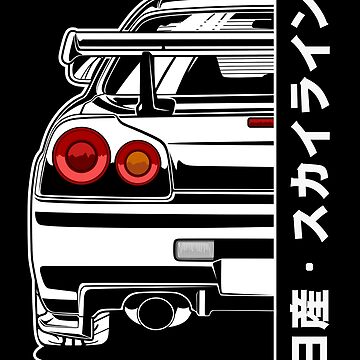"Skyline R34 GTR (White Print)" Sticker for Sale by idrdesign | Redbubble