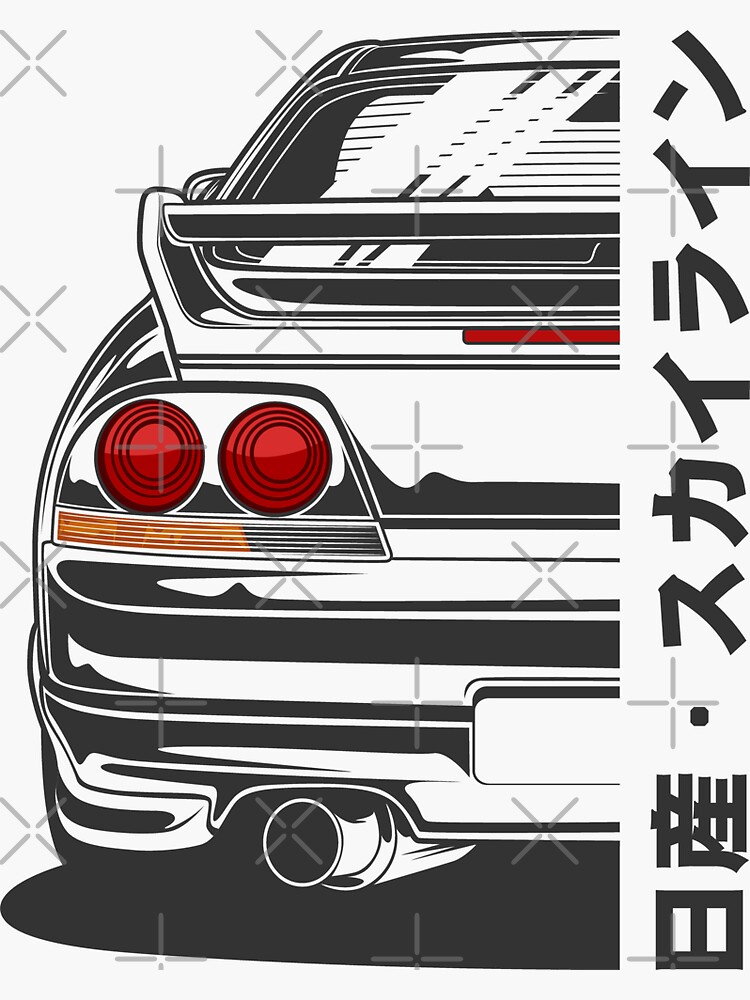 "Skyline R33 GTR (White Print)" Sticker for Sale by idrdesign | Redbubble