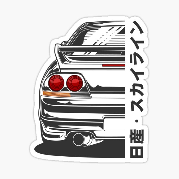 "Skyline R33 GTR (White Print)" Sticker for Sale by idrdesign | Redbubble
