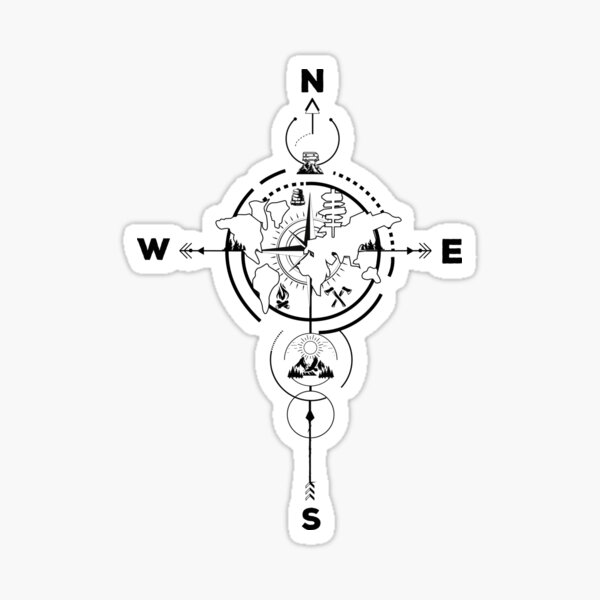 "Compass world map adventurer" Sticker for Sale by Kevo1994 | Redbubble