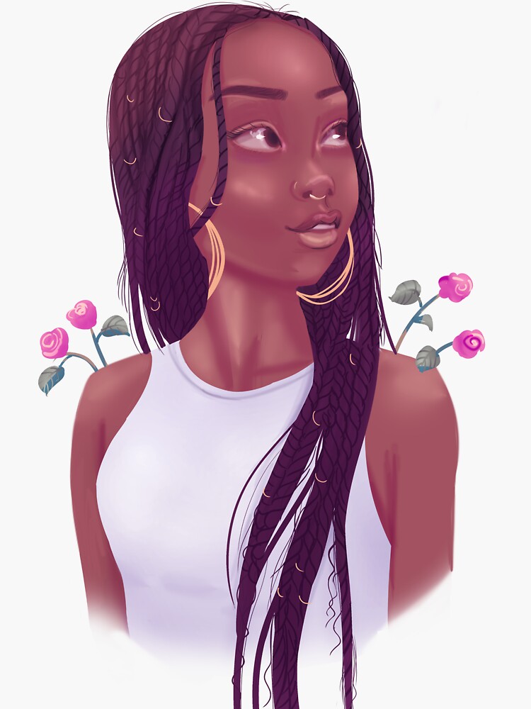 "Girl in braids" Sticker for Sale by Albyna | Redbubble