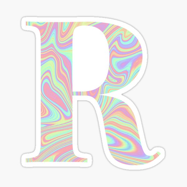 "Letter R Holographic Liquid Marble Effect Rainbow Alphabet" Sticker ...
