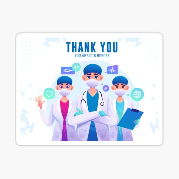 "Thank you doctors and nurses | Coronavirus helpers" Sticker for Sale ...
