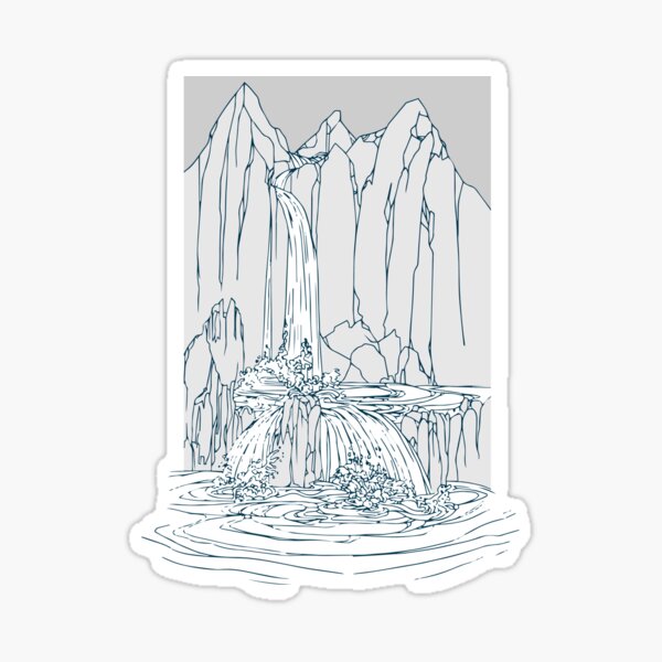 "Hand Drawn Waterfall Design" Sticker for Sale by FFelder | Redbubble