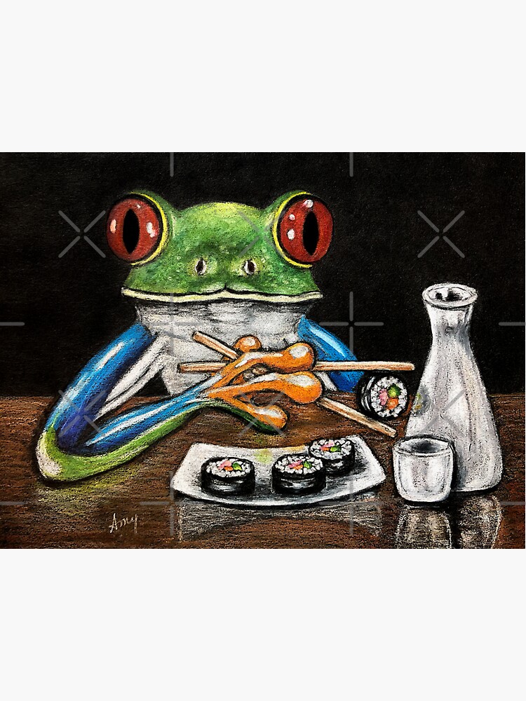 "Sake & Sushi Frog" Sticker by GardenPartyArt | Redbubble
