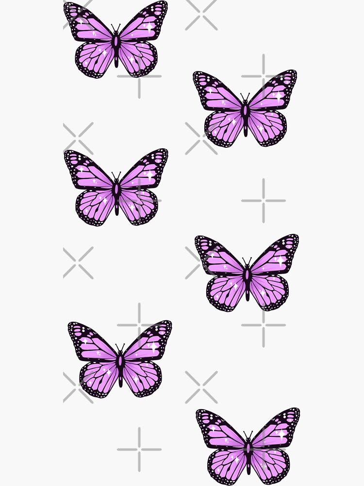 "Purple butterfly (Sticker pack)" Sticker by lauralouisaart | Redbubble