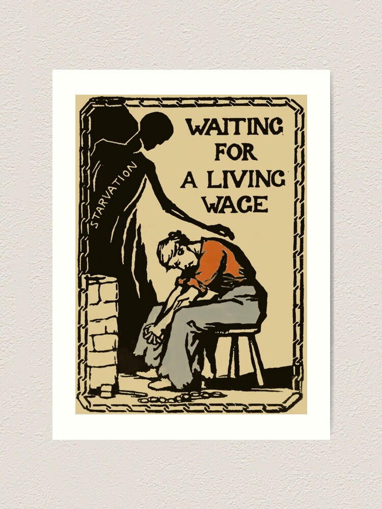"'Waiting for a Living Wage', feminist labor rights propaganda art by ...