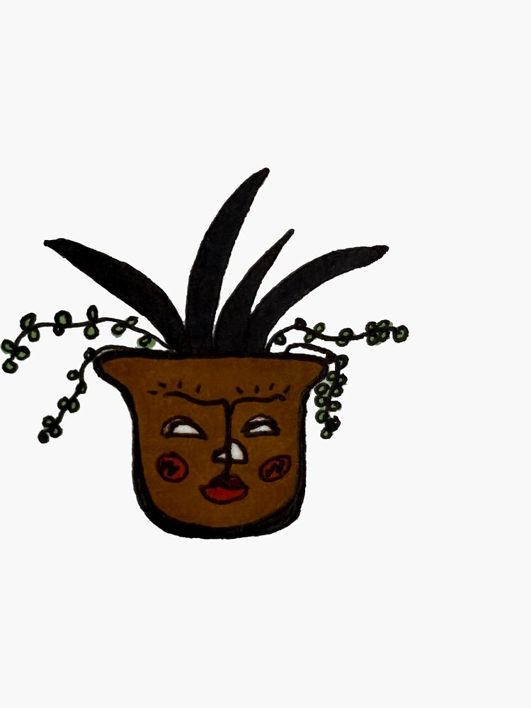 "Potted Plant Face Drawing" Sticker for Sale by 11cchunG-13 | Redbubble
