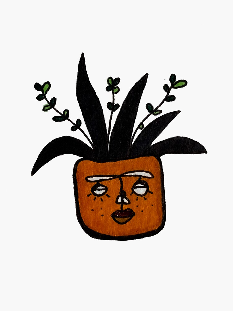 "Potted Plant Face Drawing" Sticker for Sale by 11cchunG-13 | Redbubble