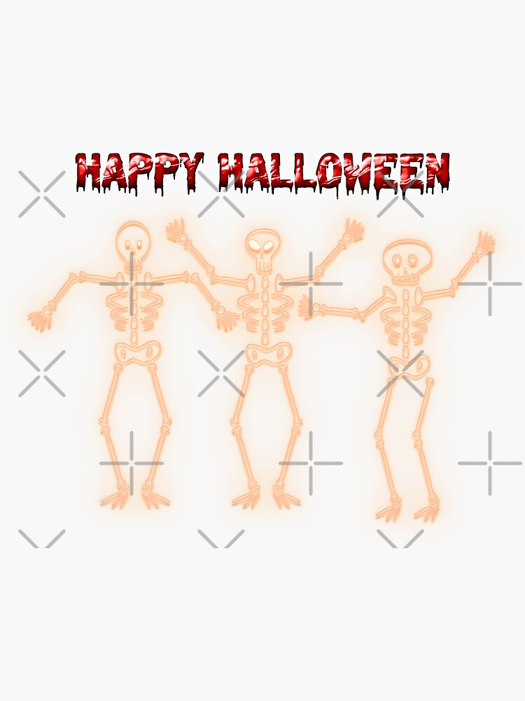 "scary skeleton red neon gothic Halloween" Sticker for Sale by mr ...