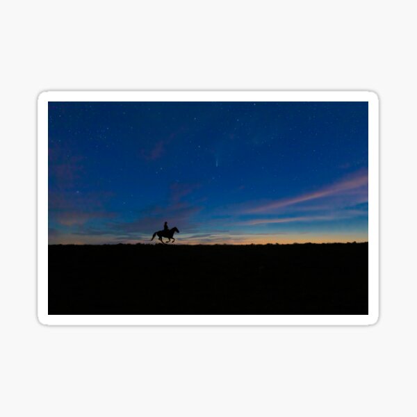 " Roping Cowboy Western night sky Neowise comet" Sticker for Sale by ...