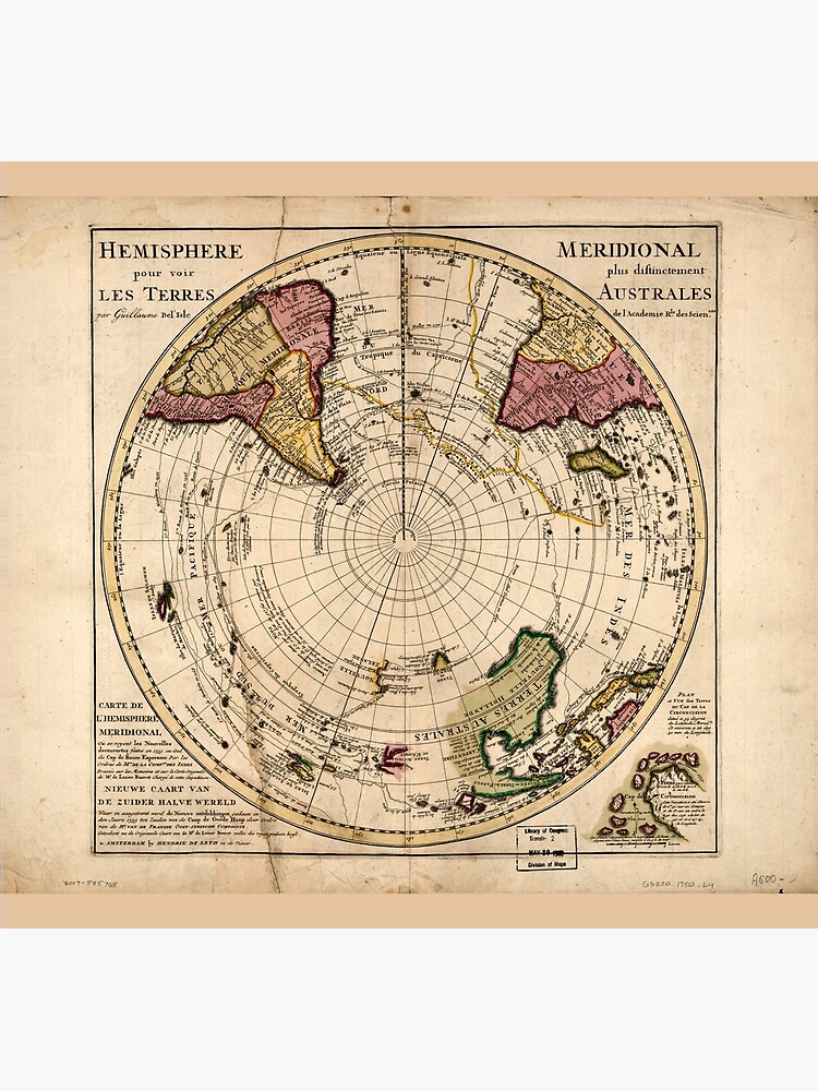 Lámina fotográfica «Mapa del hemisferio sur (c1750)» de allhistory ...