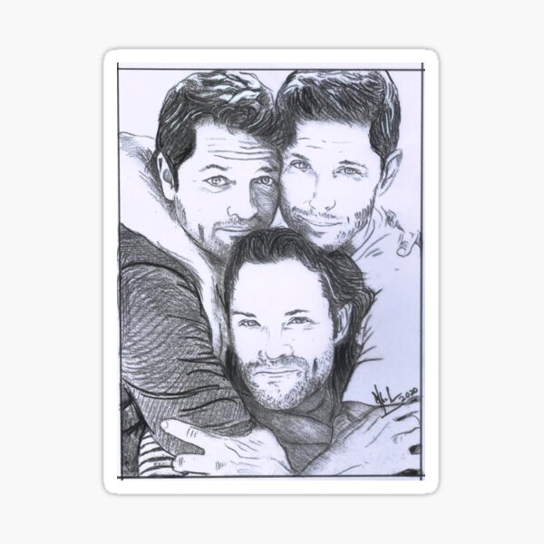 "Supernatural Jensen Ackles Jared Padalecki Misha Collins Sketch ...