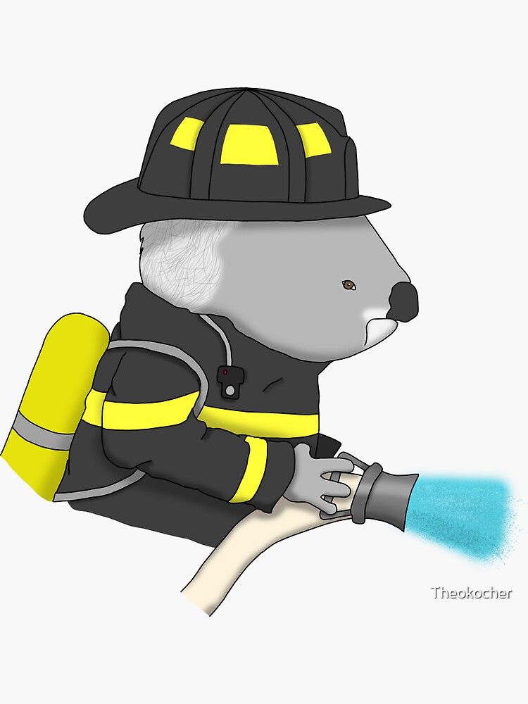 "fire fighting koala" Sticker by Theokocher | Redbubble