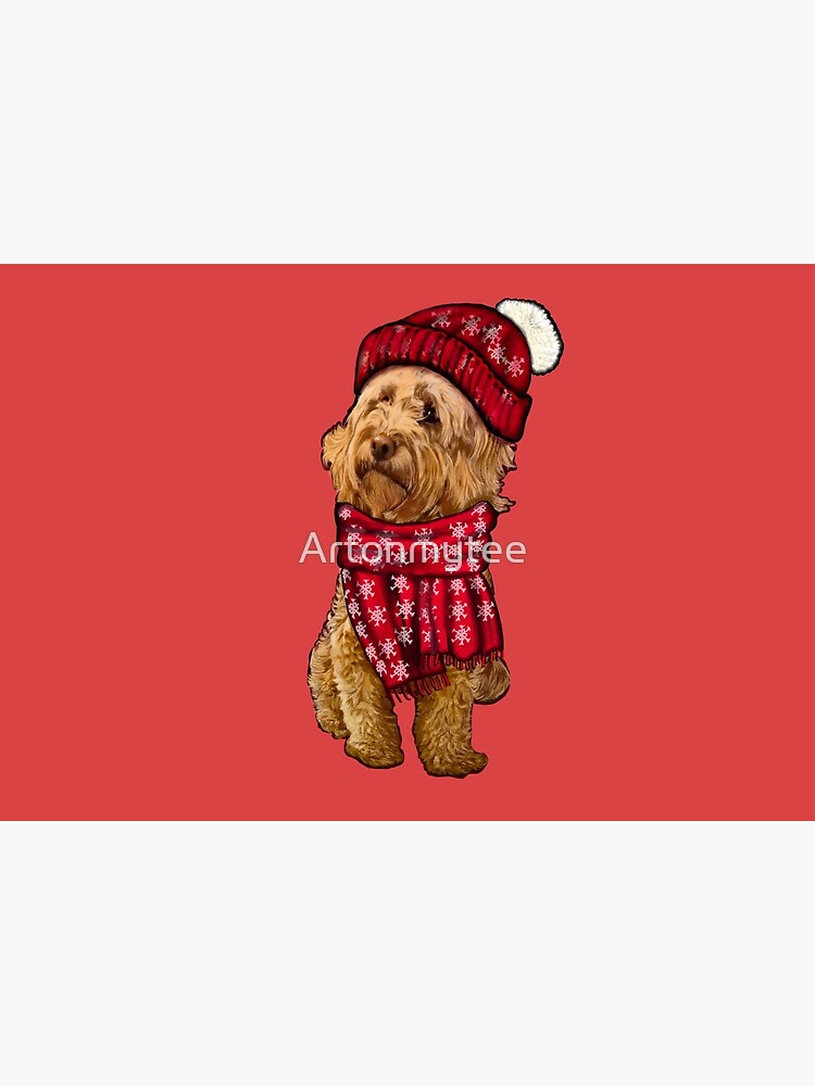 "Cavapoo Cavoodle in festive red winter hat and scarf- cute cavalier ...