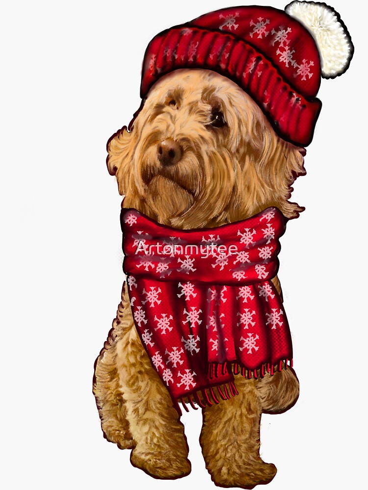 "Cavapoo Cavoodle in festive red winter hat and scarf- cute cavalier ...