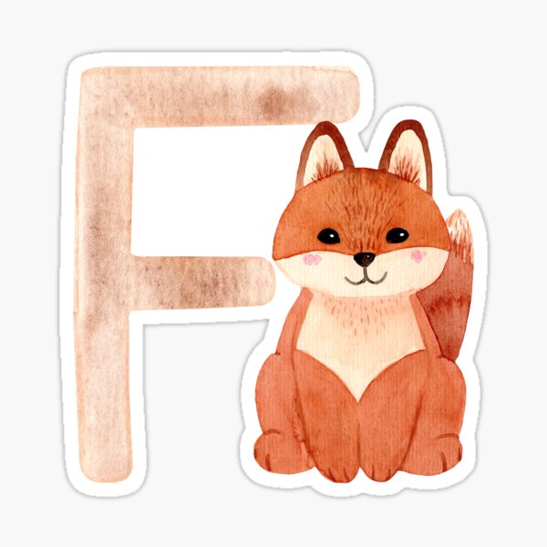"Brown Watercolor Fox Letter F | Kids Alphabet" Sticker for Sale by ...