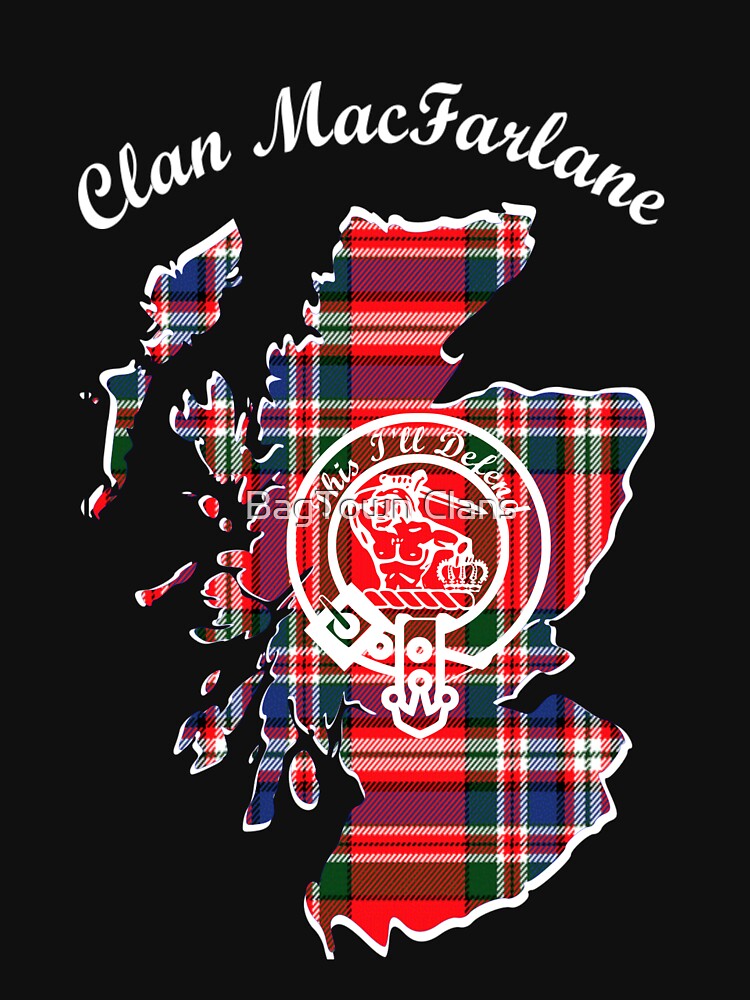 "Clan MacFarlane Scotland Map Crest" T-shirt by ljrigby | Redbubble