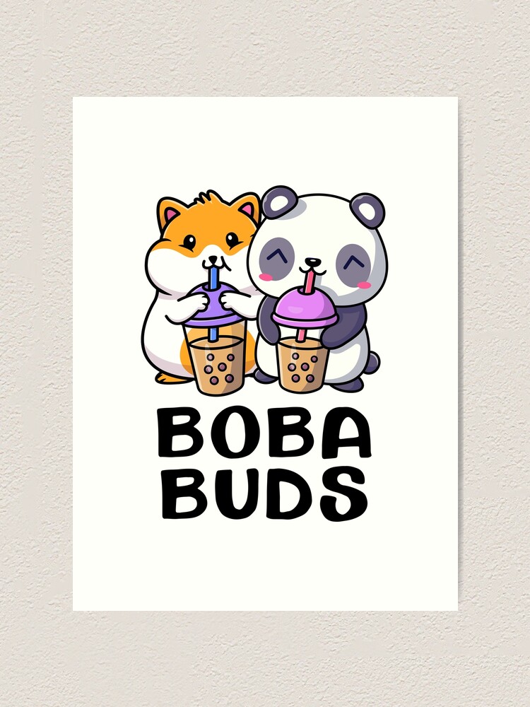 "Boba Buds Kawaii Cute Bubble Tea Hamster Matching Friends" Art Print ...