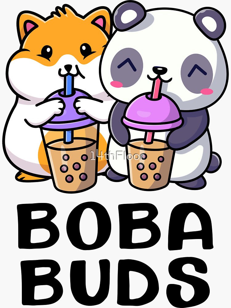 "Boba Buds Kawaii Cute Bubble Tea Hamster Matching Friends" Sticker by ...