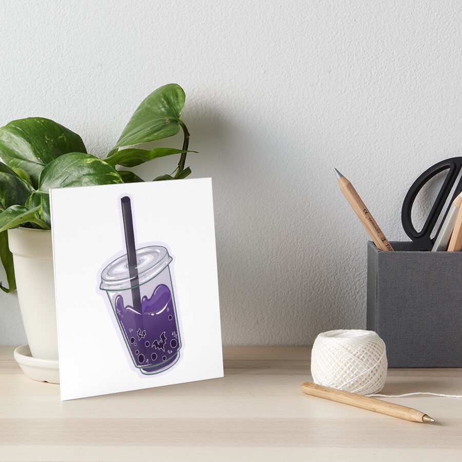 "Bat Boba Tea Sticker" Art Board Print by LeafAnimations | Redbubble