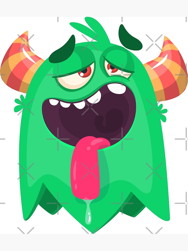 "Cute Green Lazy Monster" Poster by Kajetanon | Redbubble