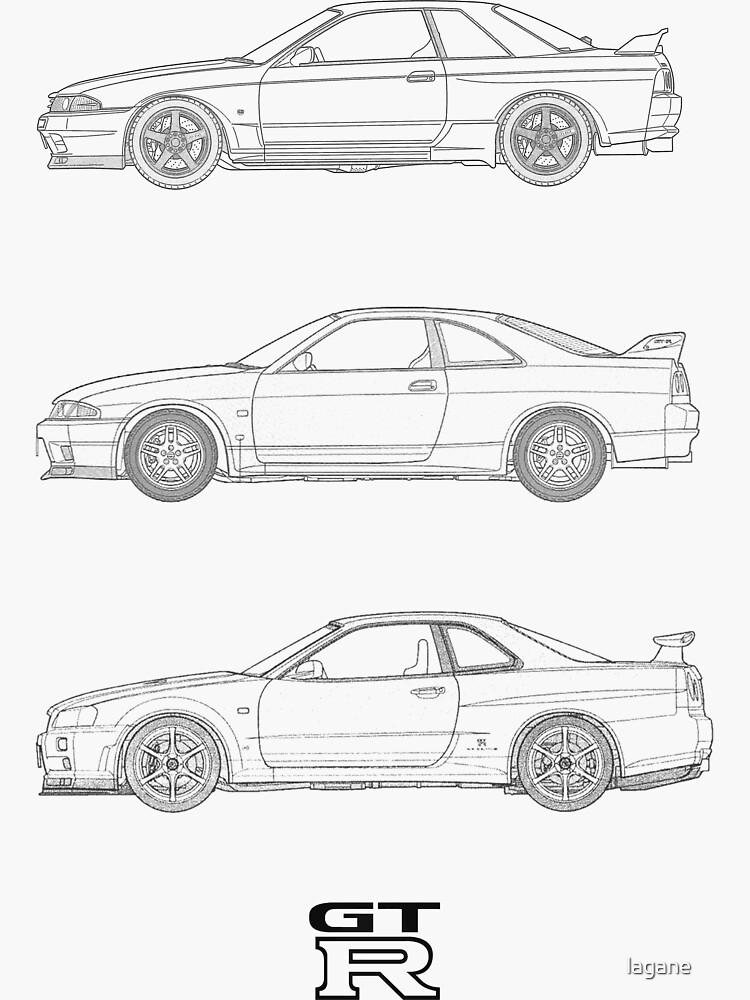 Pegatina «Plano del Nissan Skyline GT-R / GTR (R32, R33, R34)» de ...