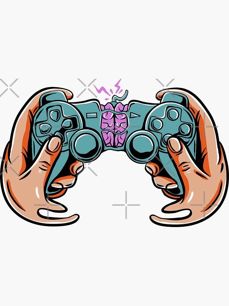 "game controller with brain inside" Sticker for Sale by obada9 | Redbubble