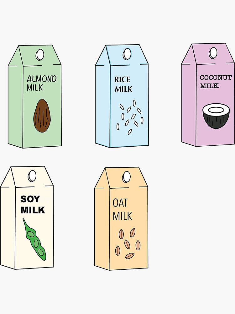 "Almond, Coconut, Soy, Oat and Rice Milk sticker pack" Sticker for Sale ...
