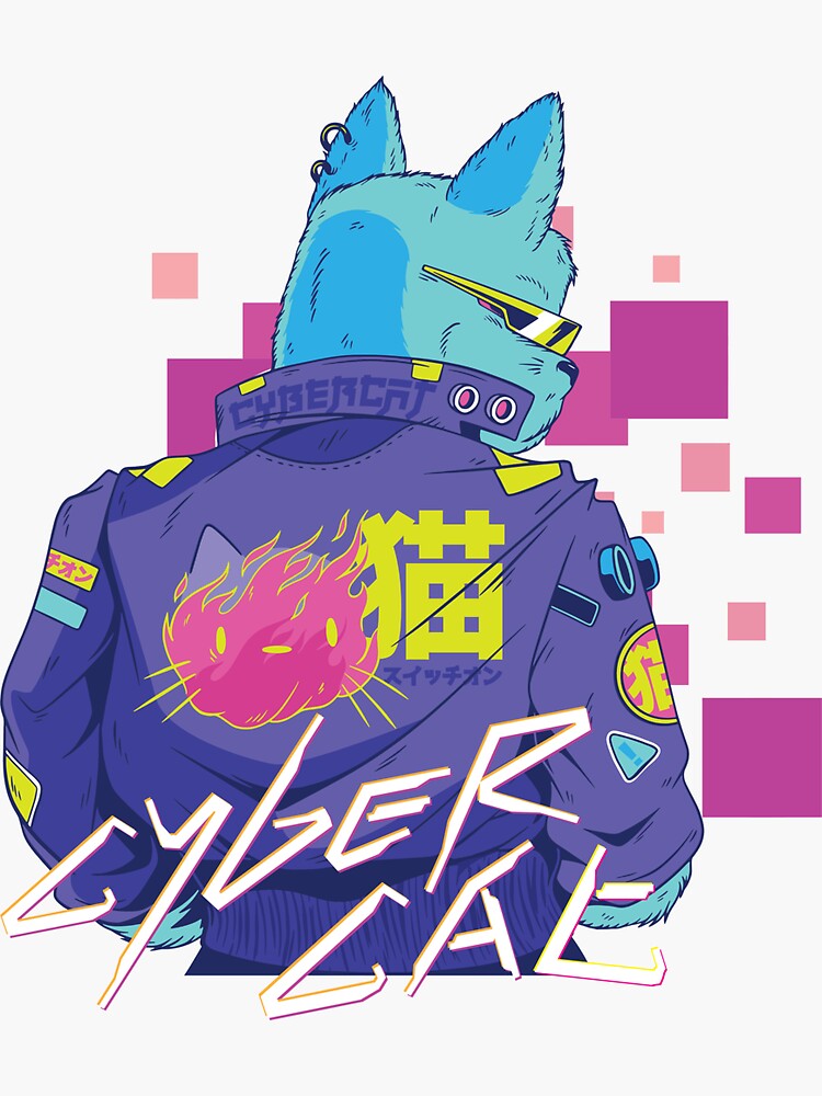 Sticker « Anime Cybercat Cyberpunker Chat », par Grimbart | Redbubble