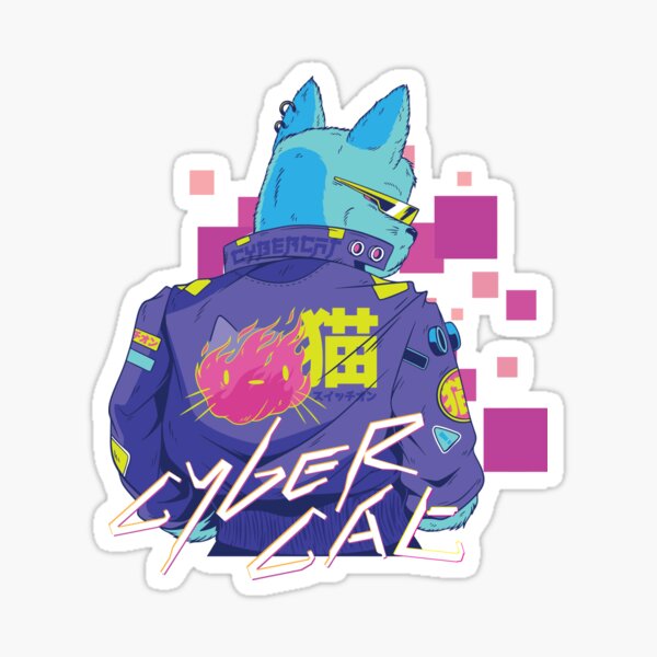 Sticker « Anime Cybercat Cyberpunker Chat », par Grimbart | Redbubble